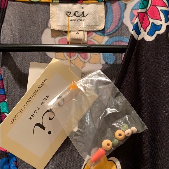 ECI | Dresses | Eci New York Black And Floral Stretch Midi Dress | Poshmark